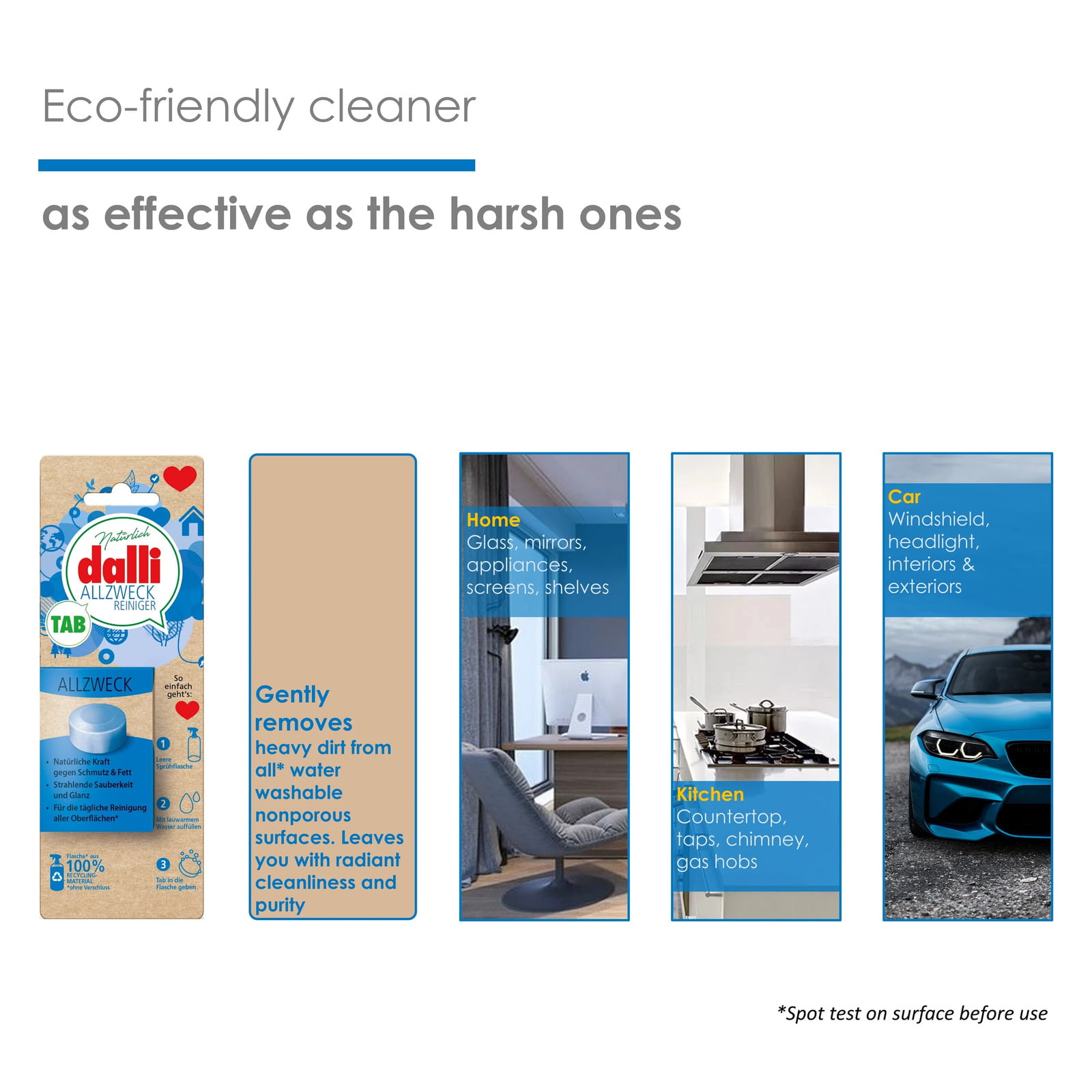 Spray cleaner tabs | All purpose - Kitchen, Bathroom, Glass, Car | Dalli Germany
